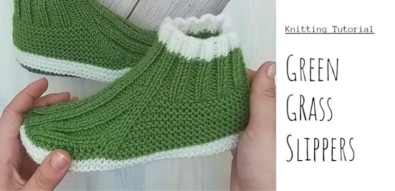 Knit Simple Green Grass Slippers