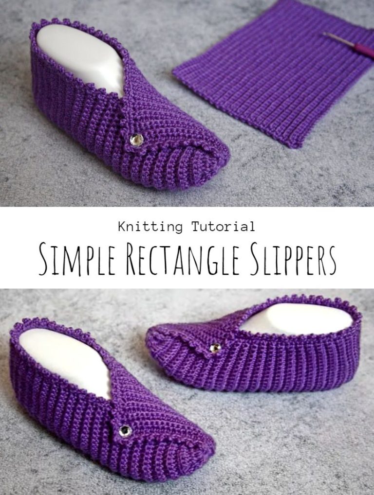Knit Simple Rectangle Slippers