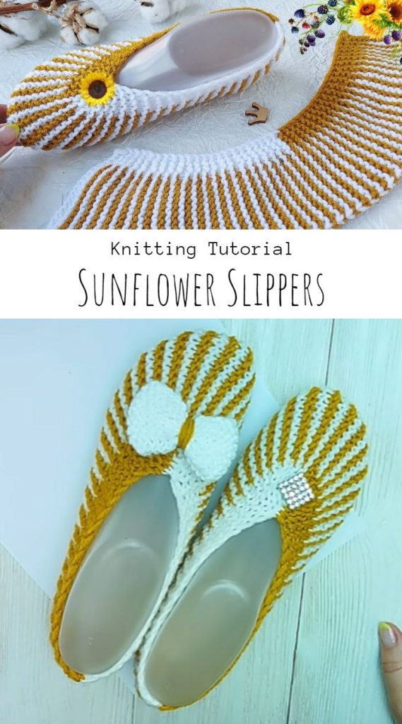 Knit Sunflower Slippers