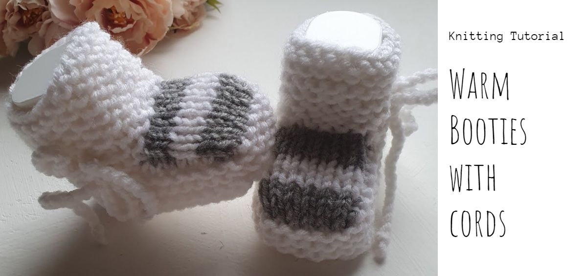 Knit Warm Booties with Cords