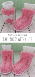 Knit Baby Boots with Cuffs