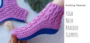 Knit High Neck Braided Slippers