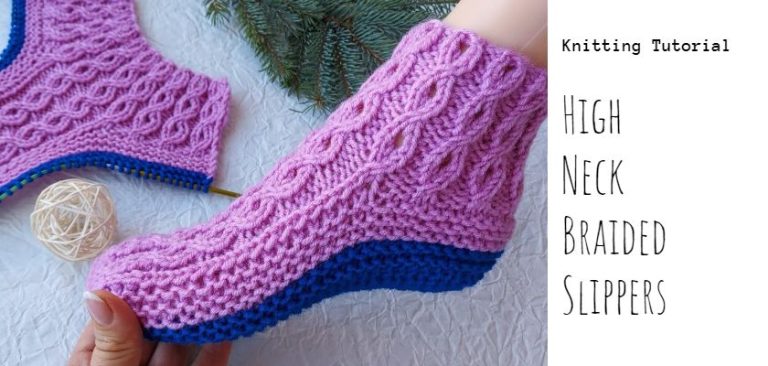 Knit High Neck Braided Slippers