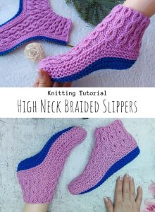 Knit High Neck Braided Slippers