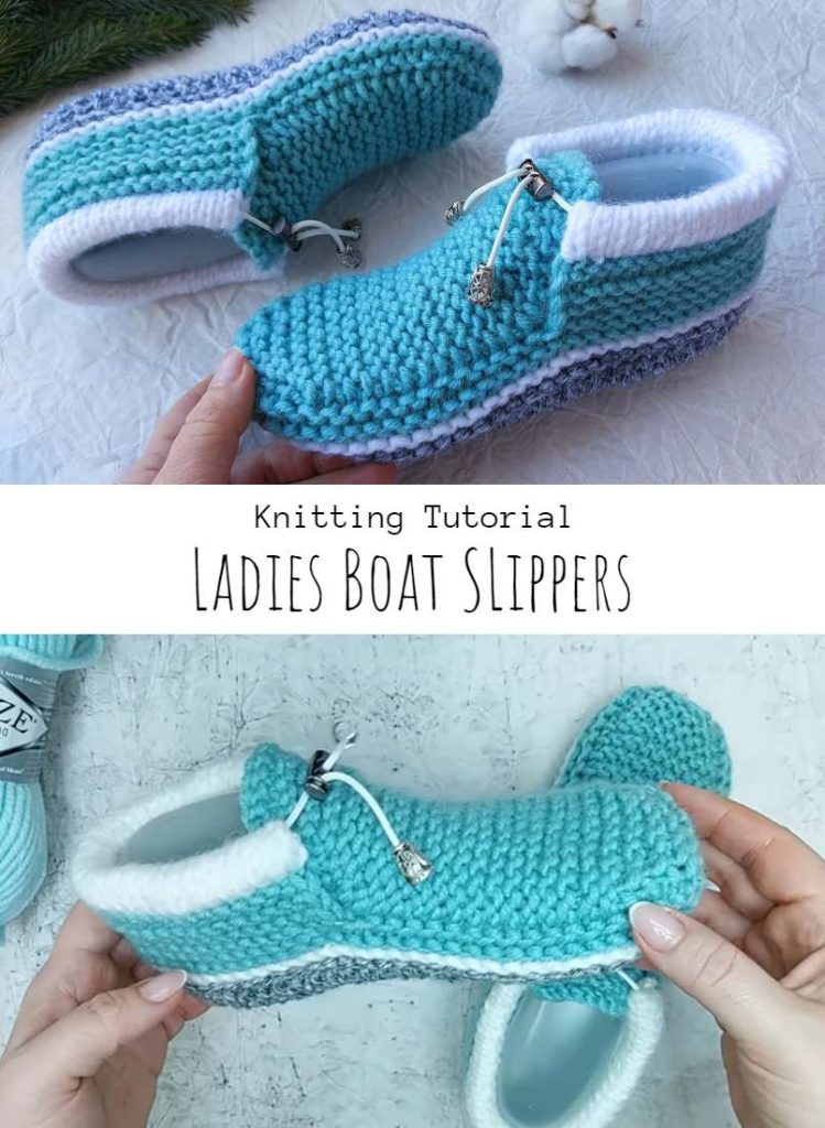 Knit Ladies Boat Slippers