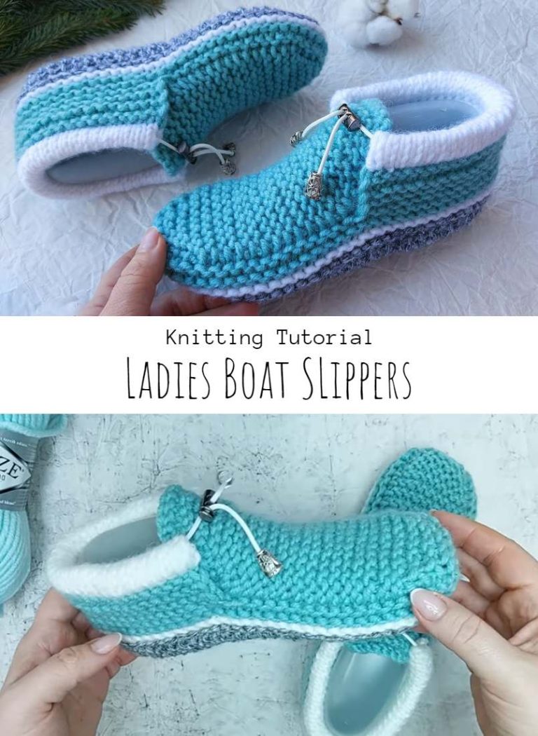 Knit Ladies Boat Slippers