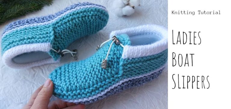 Knit Ladies Boat Slippers
