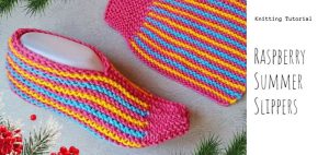 Knit Raspberry Summer Slippers