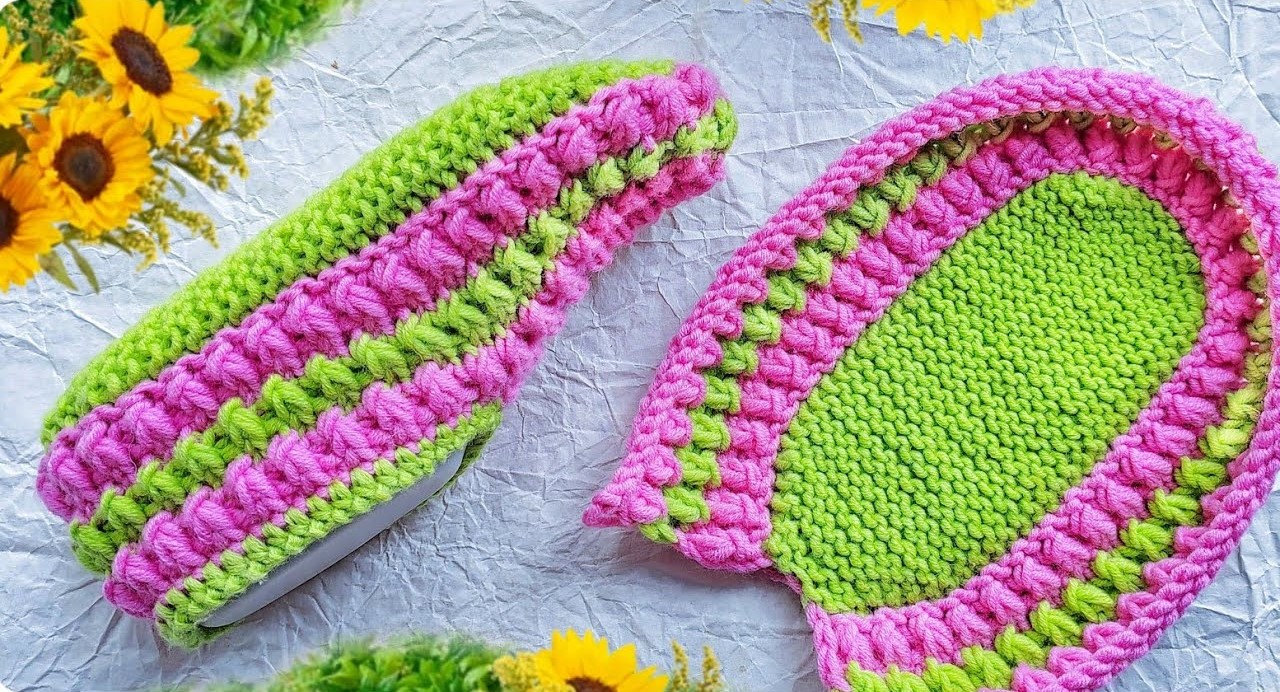 Knit Puff Slippers