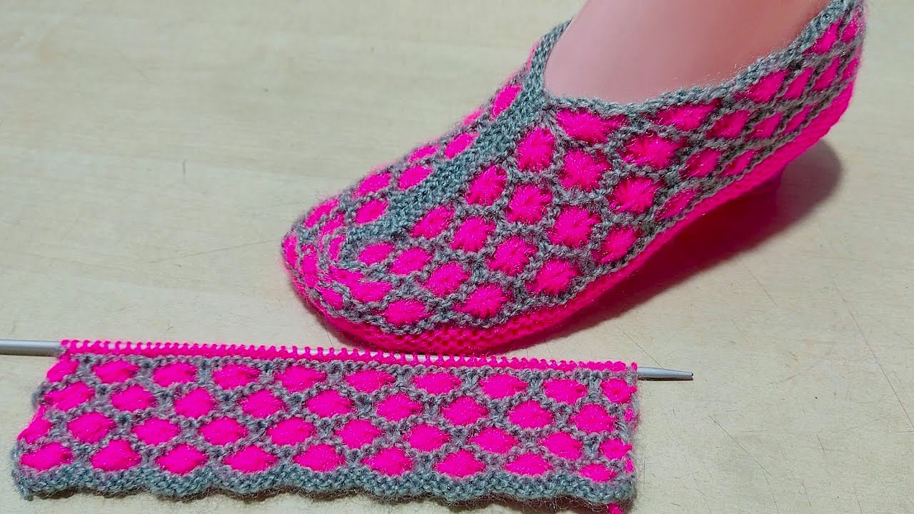 Knit Raspberry Slippers