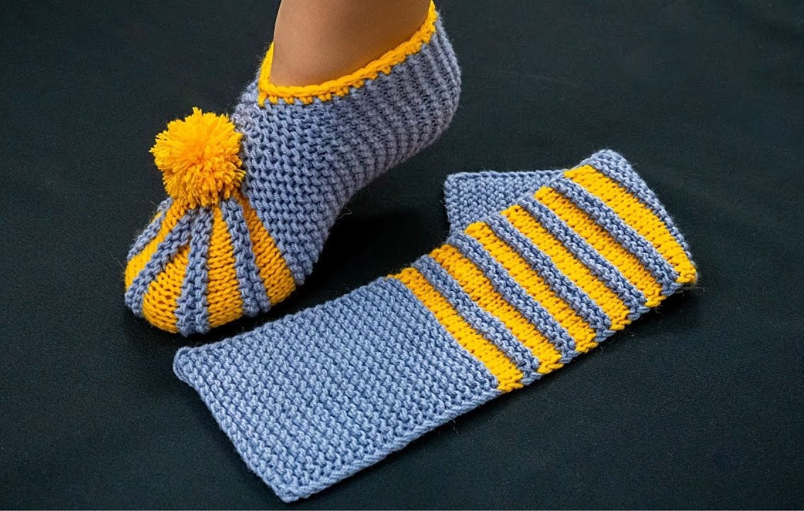 Knit Stripe Elastic Slippers