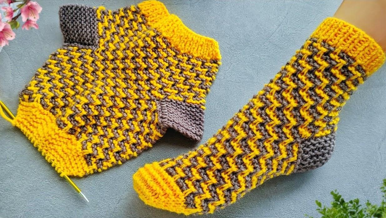 Knit Zigzag Stripes Slippers